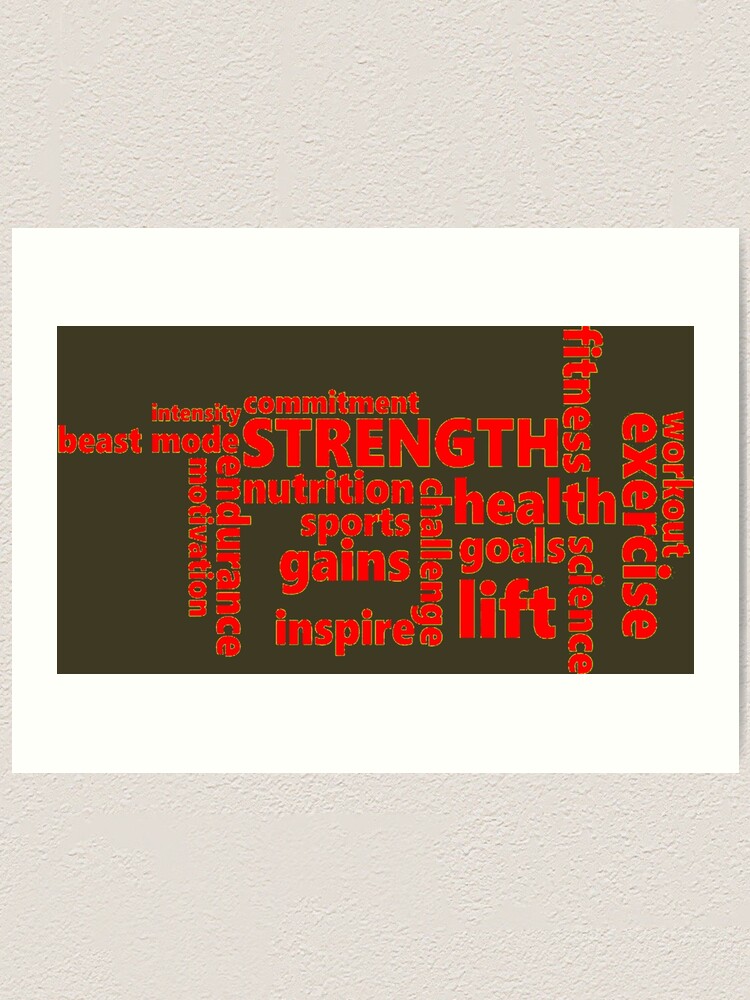 "Strength Word Cloud Lettering Creativity Text Arts Quotes" Art Print ...