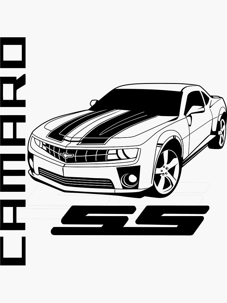 "Camaro SS Model Muscle Car Text White" Sticker by musclecarart | Redbubble