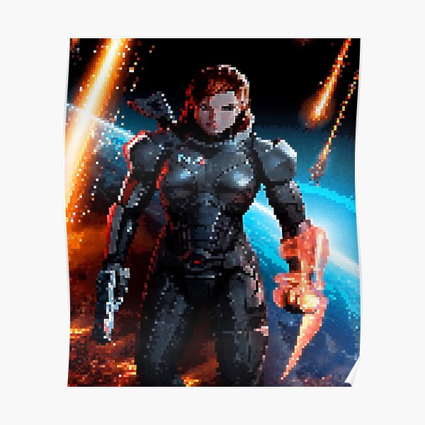 "Commander Shepard - Femshep - Retro Pixel Art" Poster by boostee ...