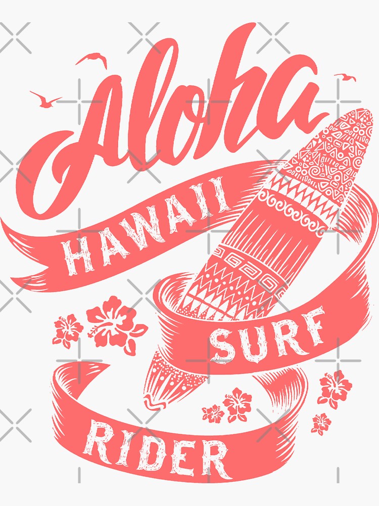 "Aloha Hawaii Surf Rider" Sticker by silver777 | Redbubble