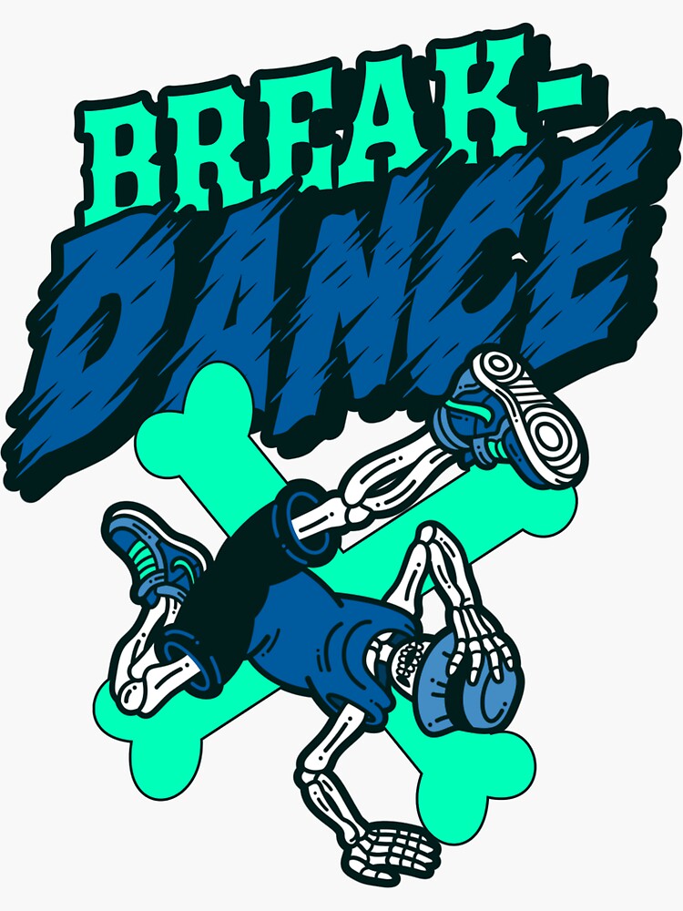 "breakdance skeleton design" Sticker for Sale by CocoAndMore | Redbubble