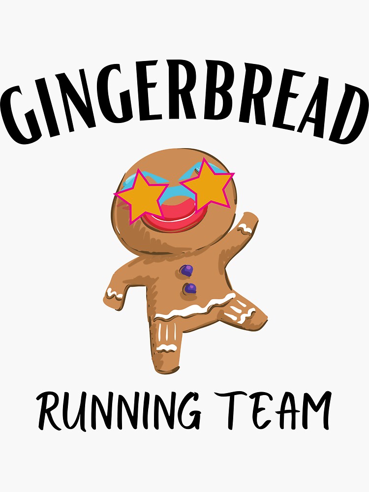 "gingerbread running team, funny gingerbread, running team, " Sticker ...
