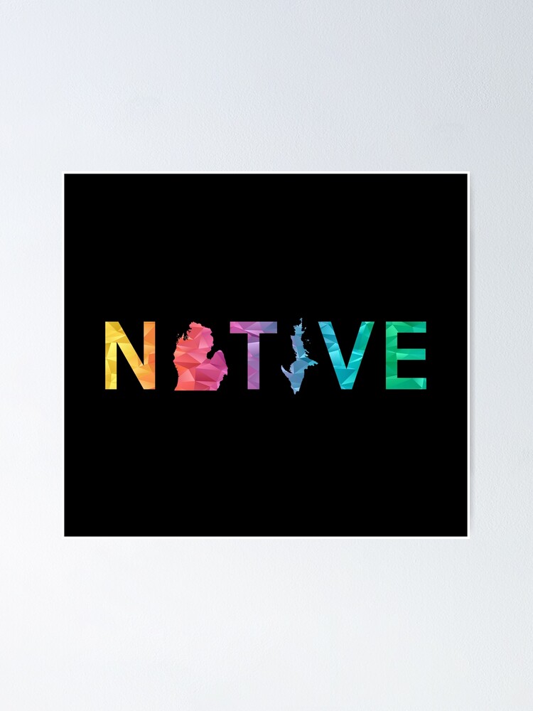 "Michigan Native Michigander Low Poly Rainbow Color" Poster for Sale by ...
