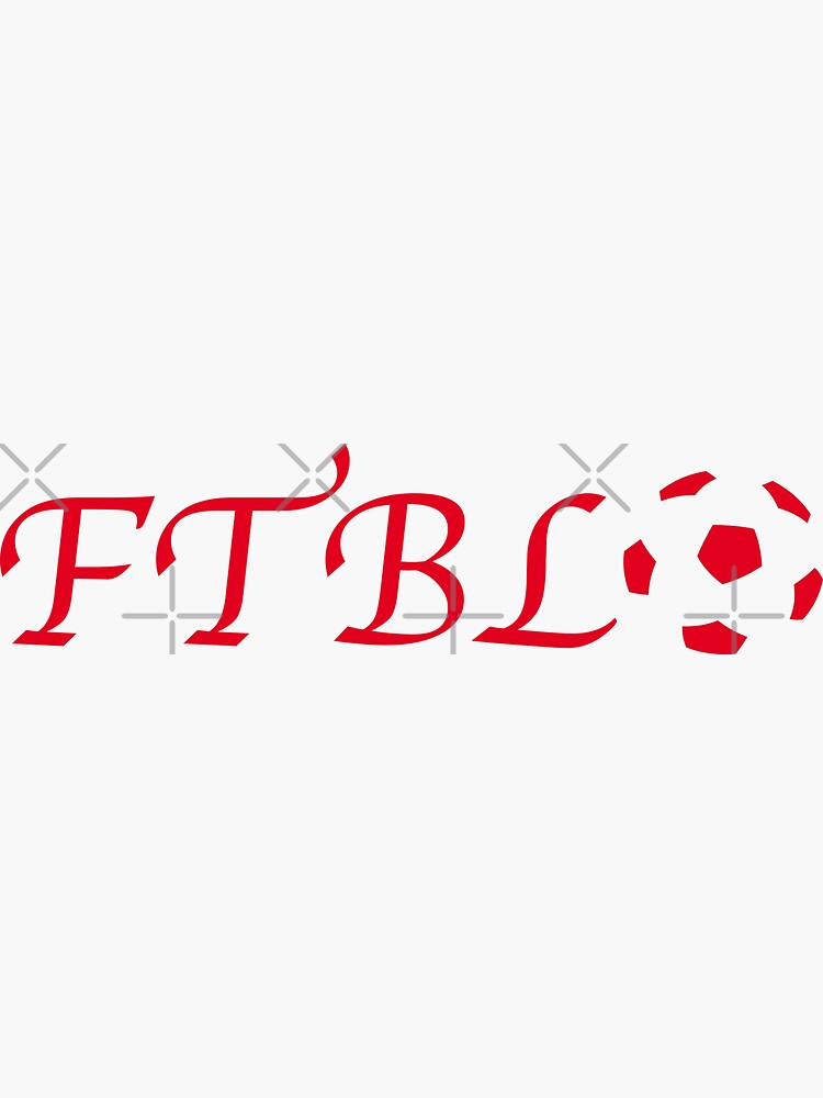 "FTBL Football Soccer Ball Shortened Red Design Logo" Sticker for Sale ...