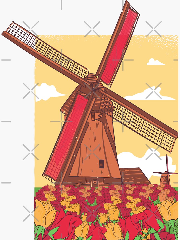 "DUTCH WINDMILL" Sticker for Sale by Uhhnad | Redbubble