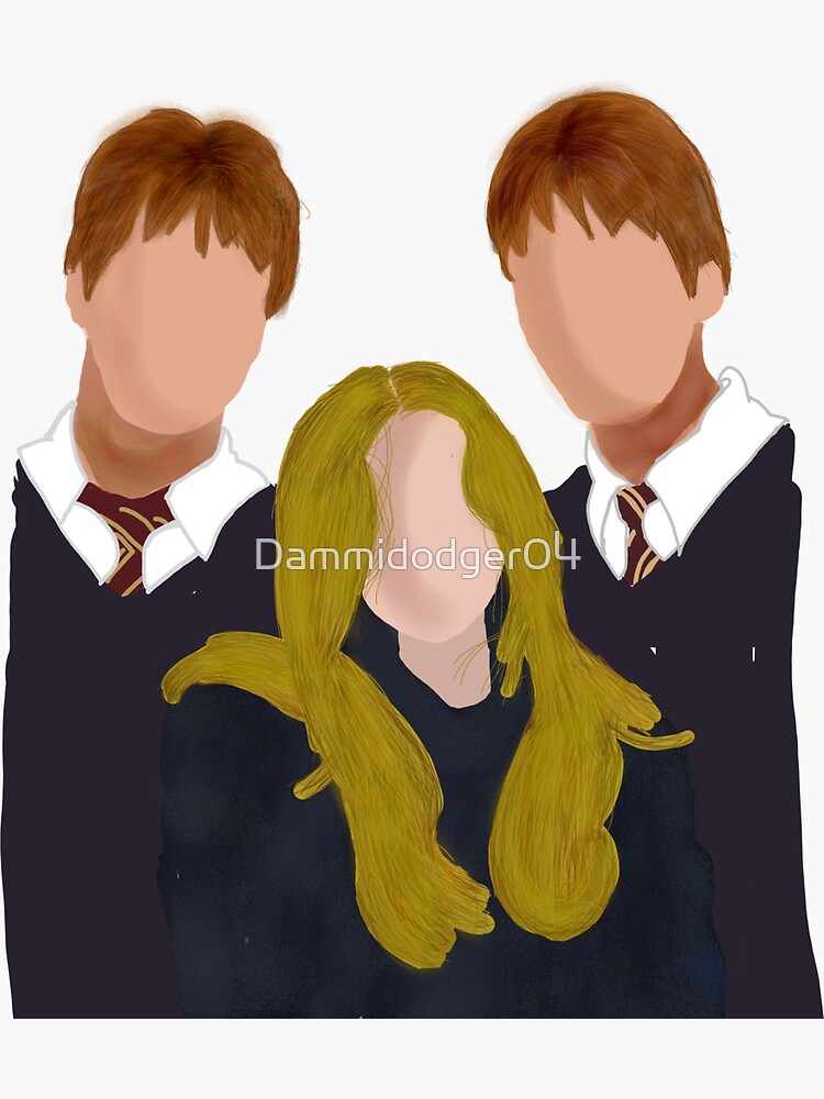 "Weasley twins with blonde girl " Sticker for Sale by Dammidodger04 ...