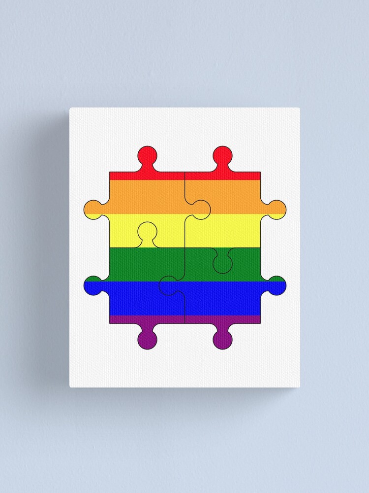 "LGBTQ+ pride flag autism puzzle" Canvas Print for Sale by MrE-Tees ...