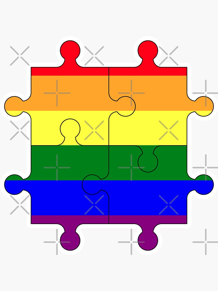 "LGBTQ+ pride flag autism puzzle" Sticker for Sale by MrE-Tees | Redbubble