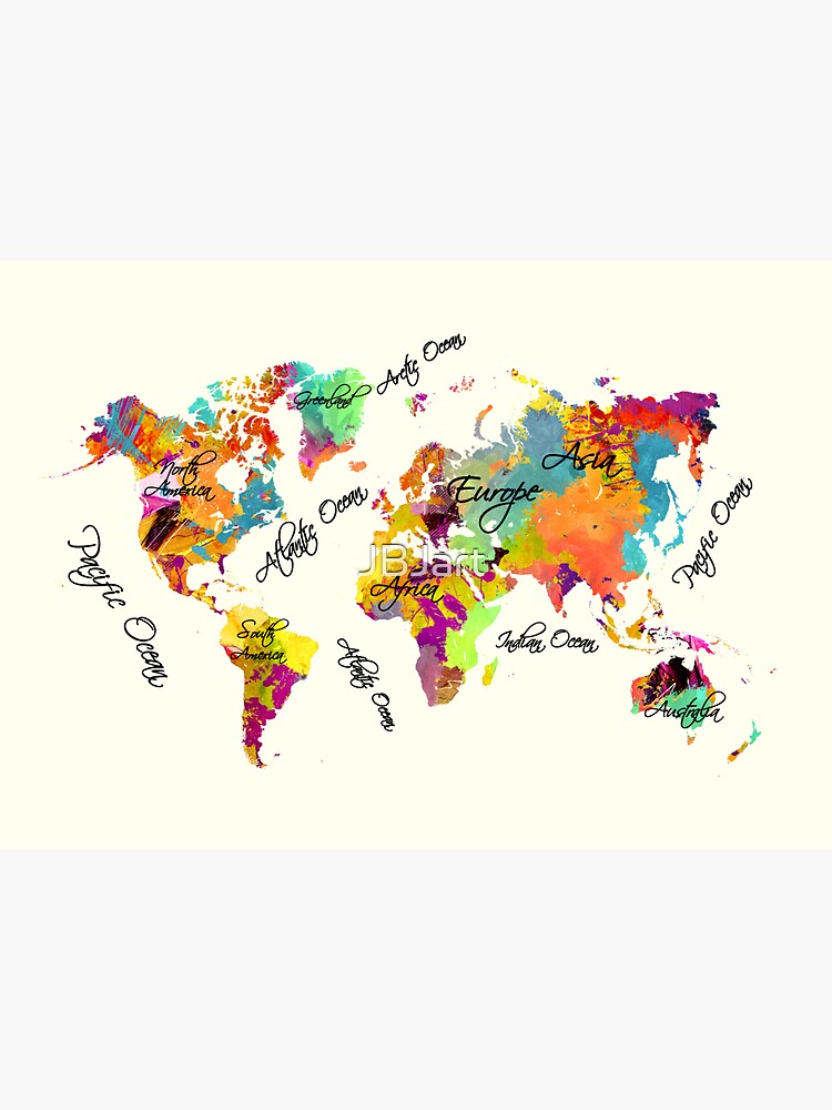 "world map text color" Sticker by JBJart | Redbubble