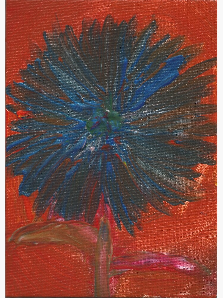 "Trippy Daisy Acrylic Painting of Blue Flower with Pink-ish Leaves ...