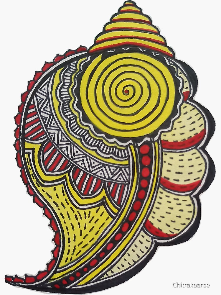 "Shankh, Indian traditional design, conch shell design" Sticker for ...