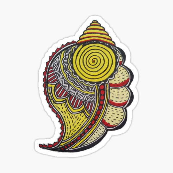 "Shankh, Indian traditional design, conch shell design" Sticker for ...