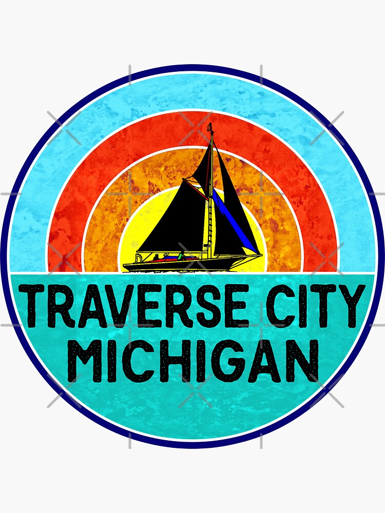 "Traverse City Michigan Lake Boat Sail Sailboat Boating" Sticker for ...