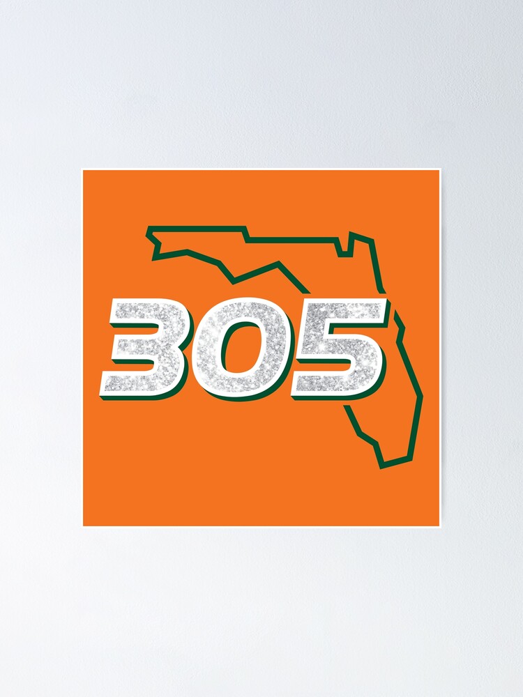 "Miami 305 Bling Logo on Orange" Poster for Sale by SleepyLab | Redbubble