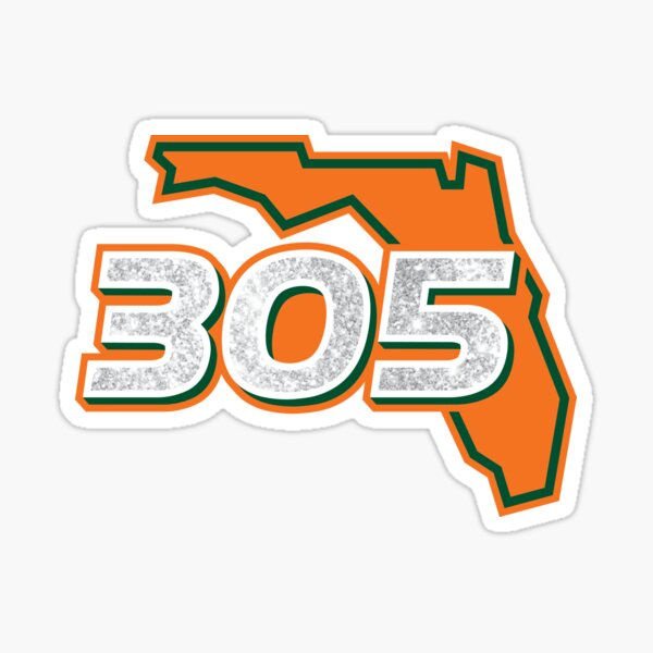 "Miami 305 Bling Logo on Orange" Sticker by SleepyLab | Redbubble