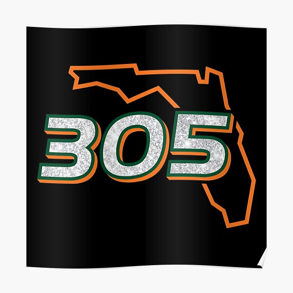 "Miami 305 Bling Logo on Black" Poster for Sale by SleepyLab | Redbubble