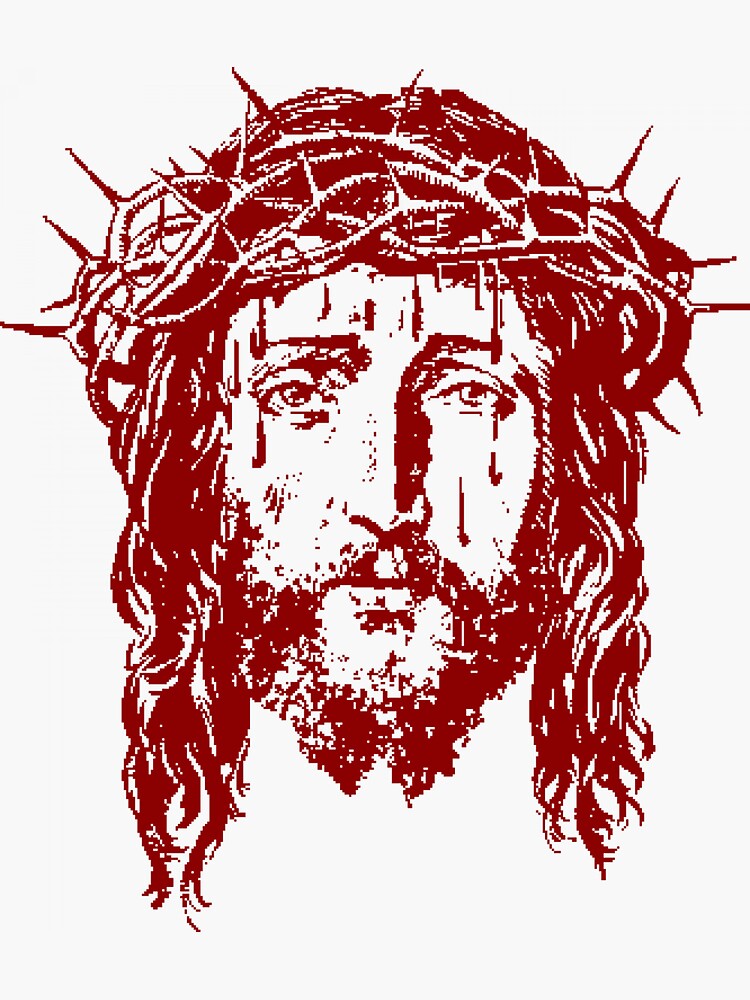 The Face Of Jesus Christ Sticker For Sale By Apoc village Redbubble the-face-of-jesus-christ-sticker-for-sale-by-apoc-village-redbubble
