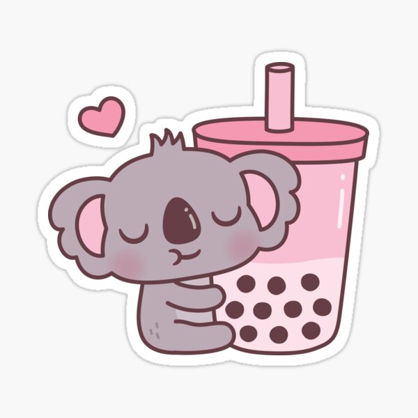 "Cute Koala Loves Strawberry Bubble Tea" Sticker for Sale by ...