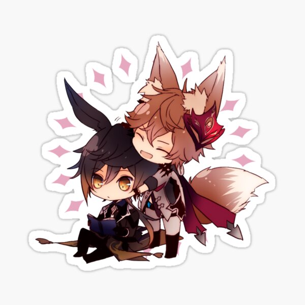 "Genshin Impact Chibi Childe and Zhongli " Sticker for Sale by ...
