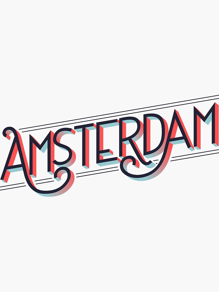 "Amsterdam Lettering | Fancy Amsterdam City Name Wordmark" Sticker for ...