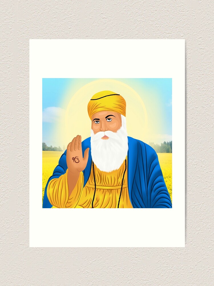 "Shri Guru Nanak Dev ji Cartoon Portrait" Art Print by SidhuDesigns ...