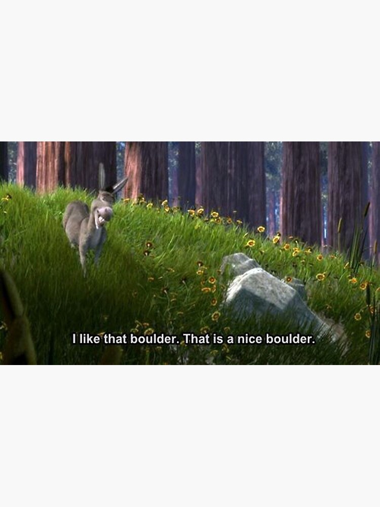 "Donkey I like that Boulder, That is a nice boulder." Poster for Sale ...