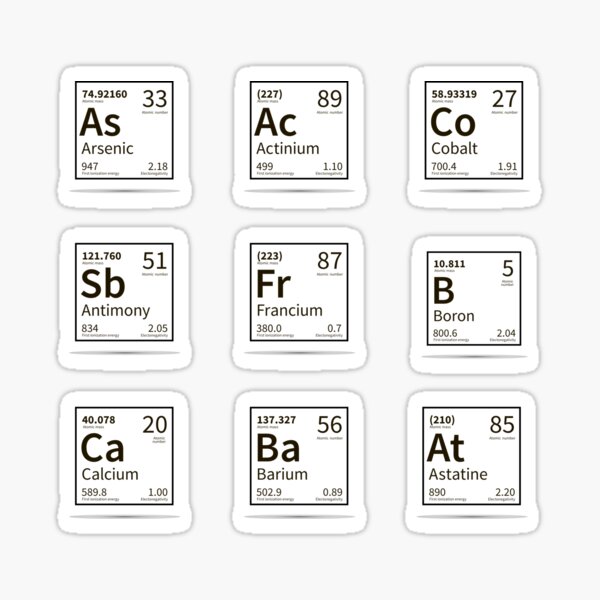 "Chemical elements " Sticker for Sale by saldesign433 | Redbubble