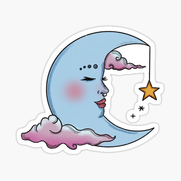 "Moon Face" Sticker by rolss | Redbubble