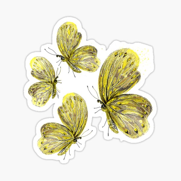 "yellow butterfly" Sticker by Ulrica-Cha | Redbubble