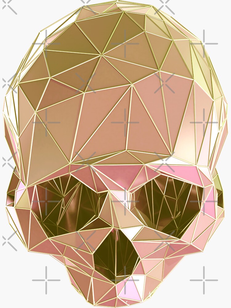 "Low Polygon Skull - Rose Gold Minimalist" Sticker for Sale by ...