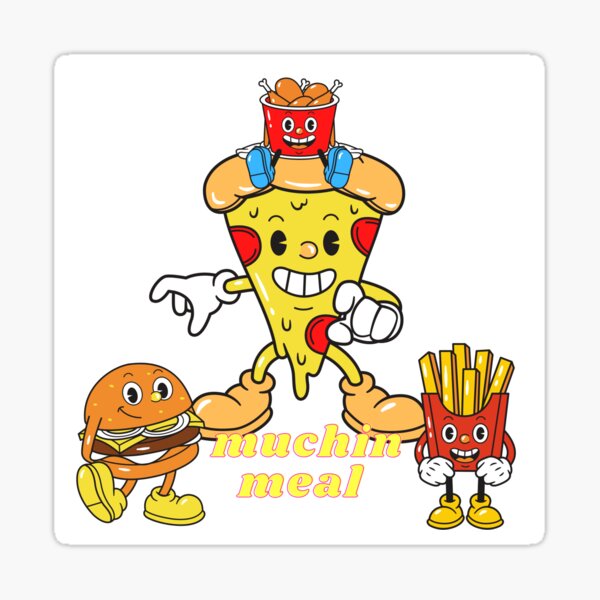 "muchin meal" Sticker for Sale by mizzylbands | Redbubble