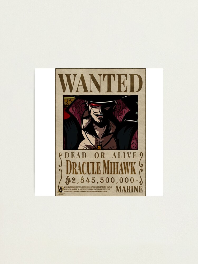 "Wanted Mihawk One Piece wanted poster" Photographic Print by LF ...