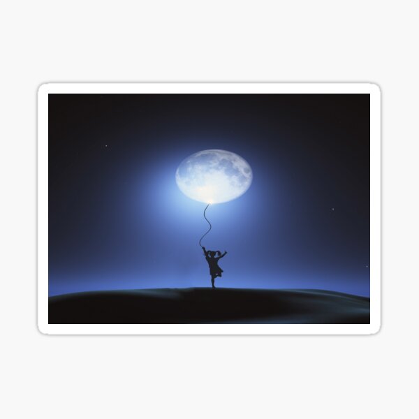 "Full Moon Balloon Girl" Sticker by Castiel88 | Redbubble