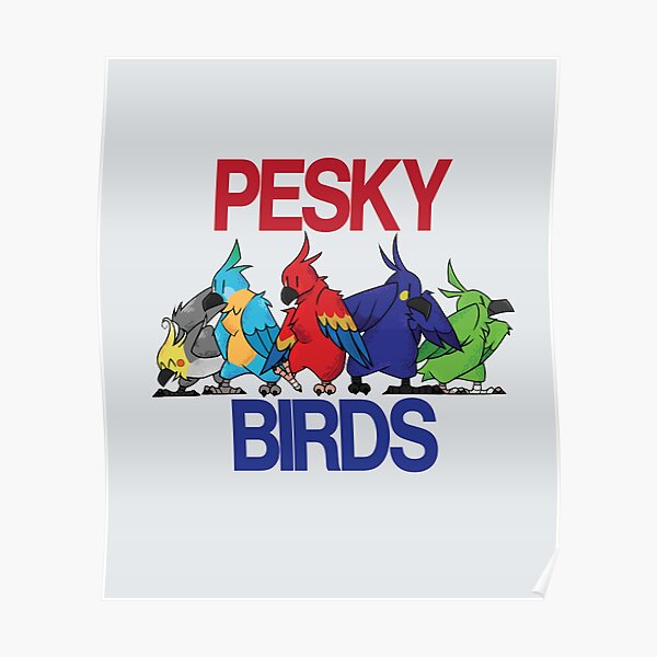 "Pesky Bird (Red Blue Typography)" Poster for Sale by Dexxterr | Redbubble