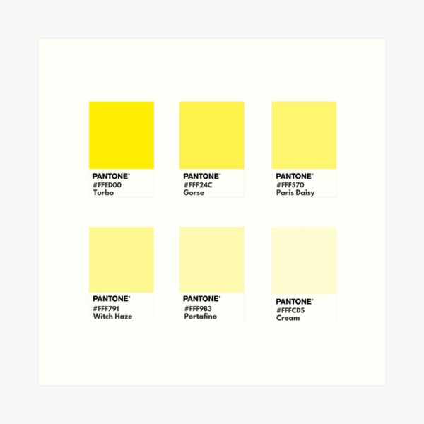 "Bright to pastel yellow palette pantone color swatch" Art Print for ...