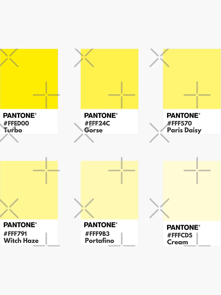 "Bright to pastel yellow palette pantone color swatch" Sticker for Sale ...