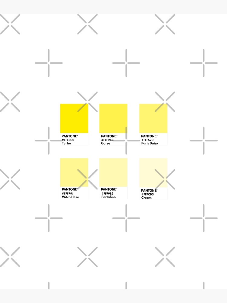 "Bright to pastel yellow palette pantone color swatch" Mounted Print by ...