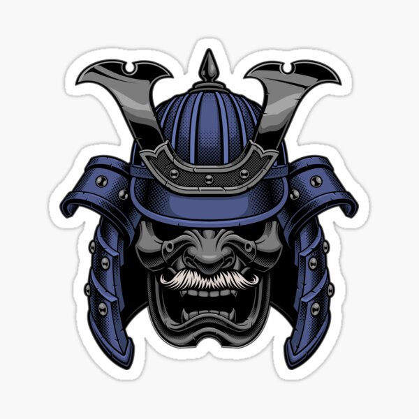 "Samurai Mask With Mustache" Sticker by renju1902 | Redbubble