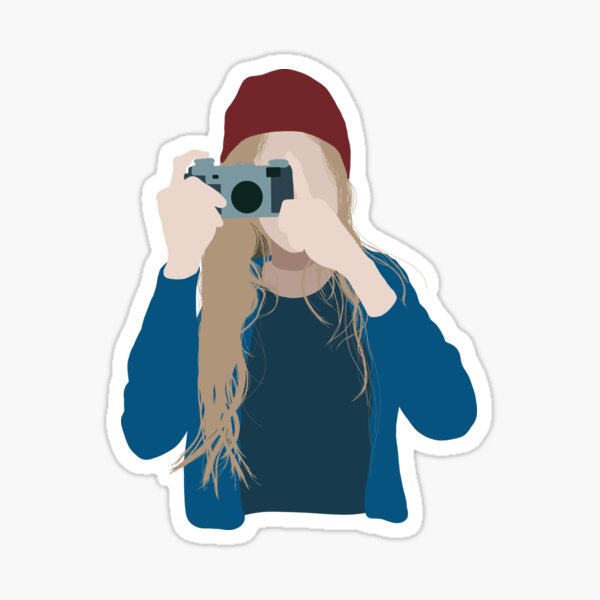 " Blonde girl doing photography | Girl photographer" Sticker for Sale ...