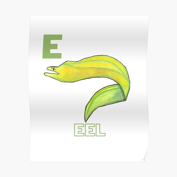 "Eel Starts with E Ocean Animals Alphabet Letter E" Poster by ...