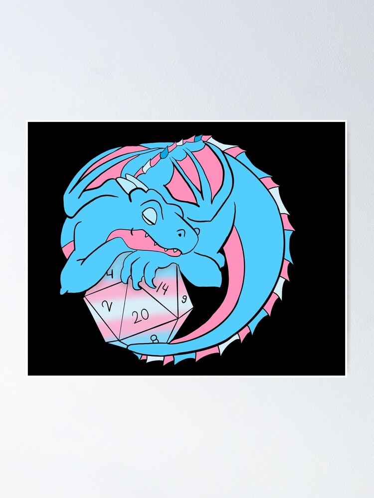 "DnD Trans Pride Dragon Dice, Transgender D20" Poster for Sale by ...