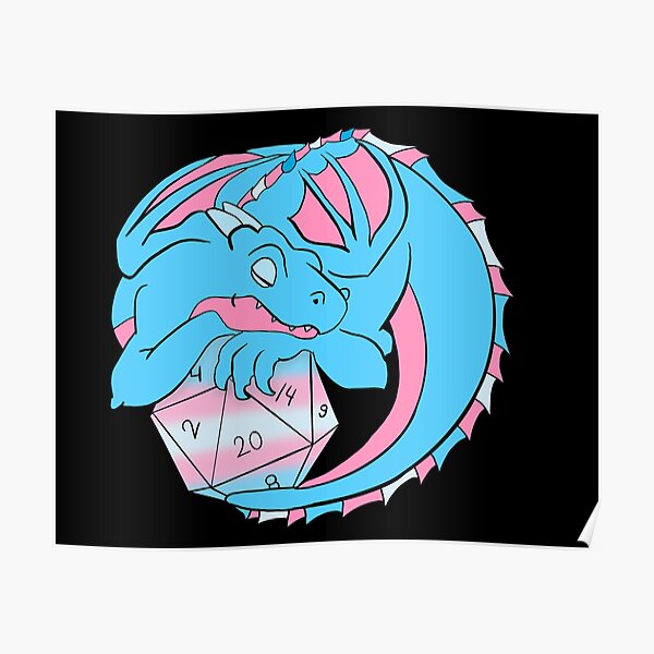"DnD Trans Pride Dragon Dice, Transgender D20" Poster for Sale by ...