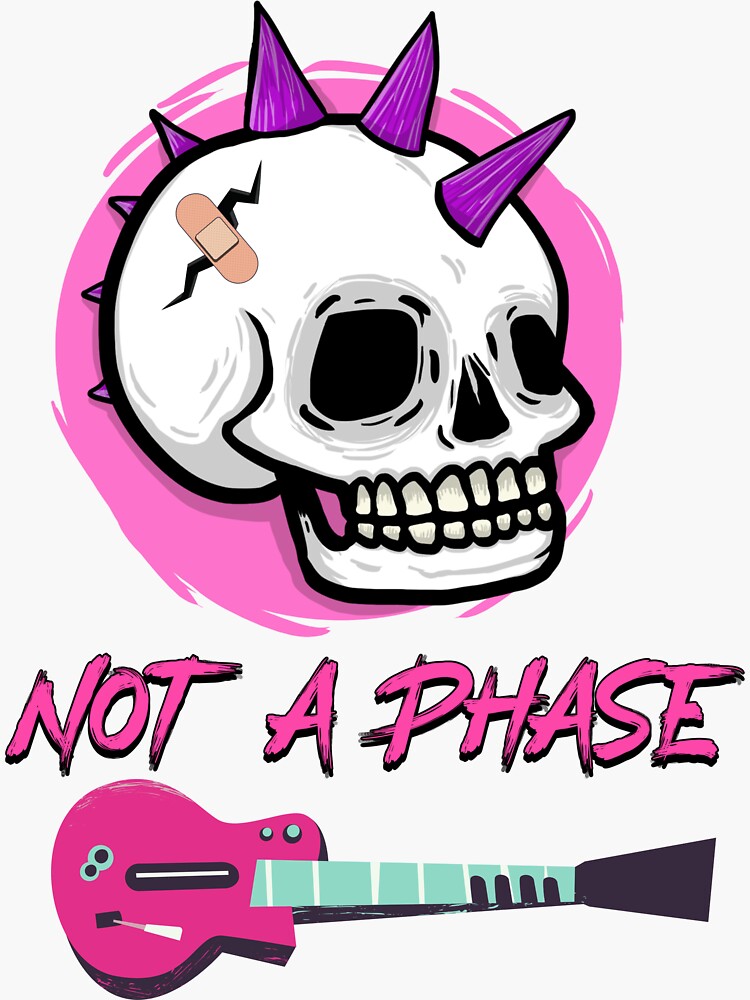 "Not a Phase Pink and Purple Punk Skull" Sticker for Sale by RKSDesigns ...