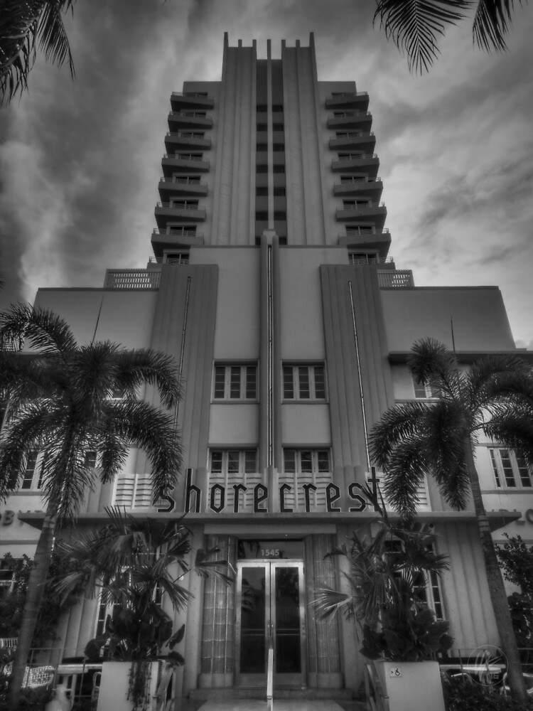 "South Beach - Shorecrest Hotel 001 BW" Canvas Print by lancevaughn ...