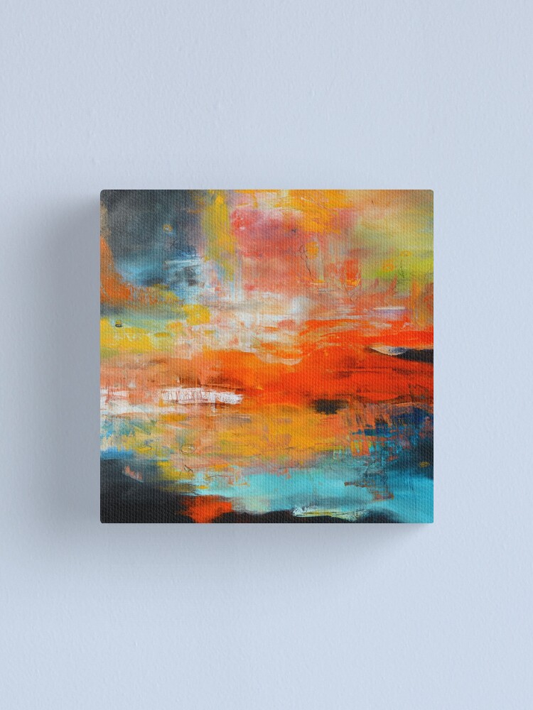 "Red abstract sunset landscape painting" Canvas Print for Sale by ...