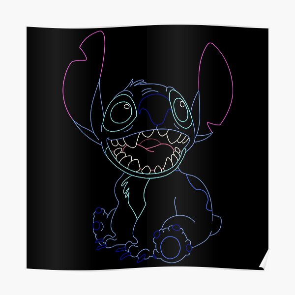 "Neon Stitch - Lilo & Stitch" Poster by TheRedPrincess | Redbubble