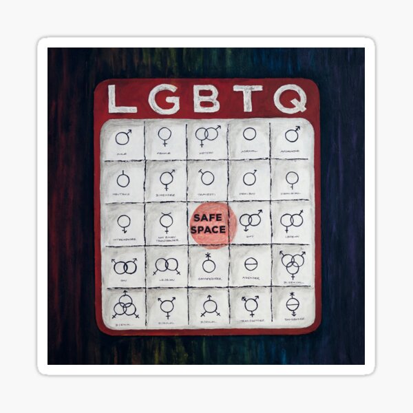 "Safe Space LGBTQ Bingo Chart Gender Identity" Sticker by studioroya ...