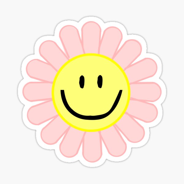 "Indie Flower Smiley Face" Sticker for Sale by red-crayon | Redbubble