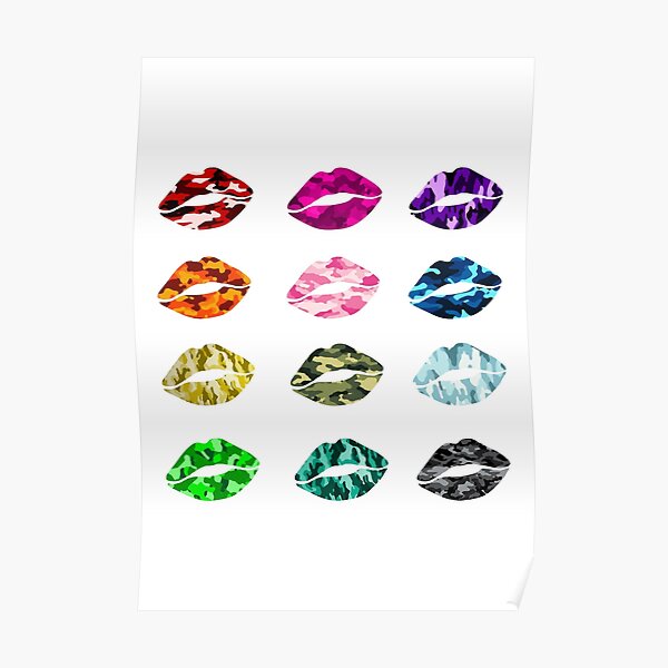 "Gorgeous Camo Lip Sticker Pack" Poster by TheBlackRoze | Redbubble