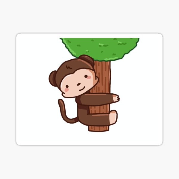 "Monkey on Tree Cartoon" Sticker by michelle2314 | Redbubble